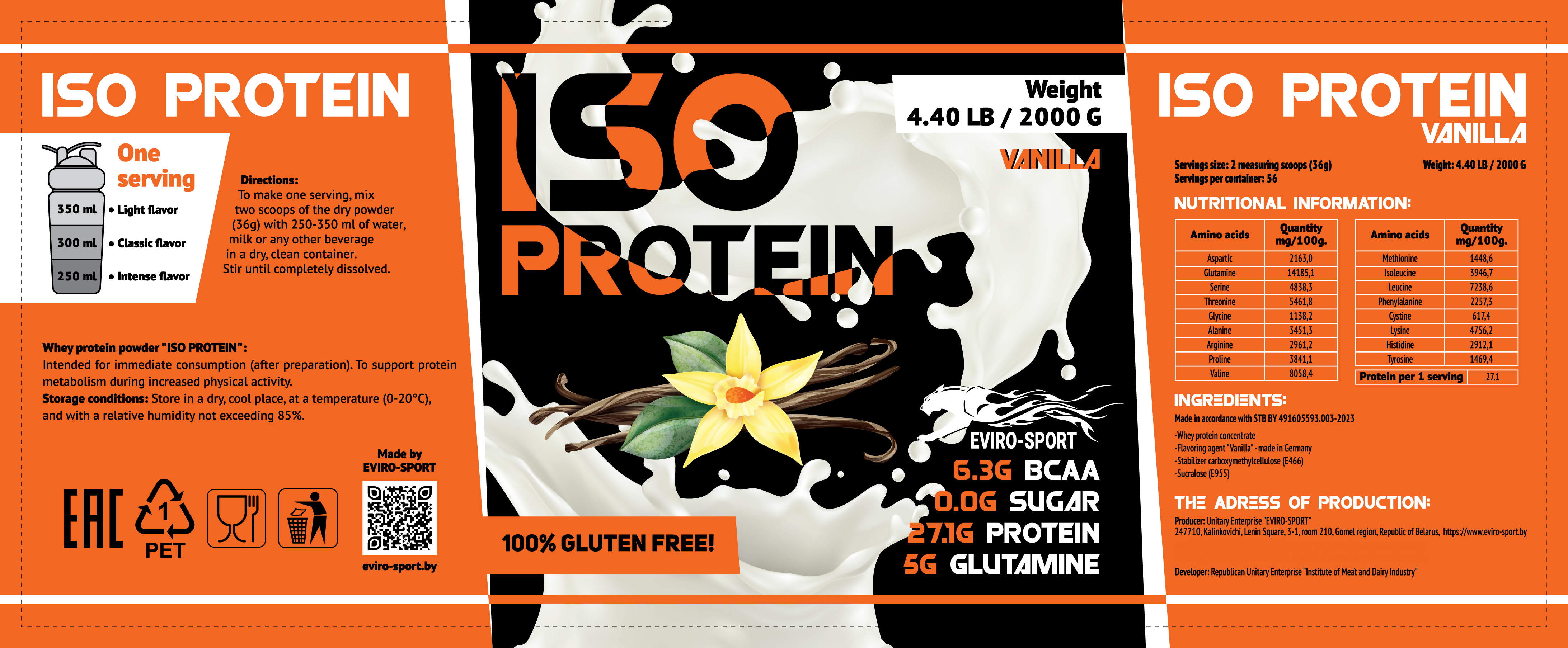 EVIRO Iso Protein 2kg Ваниль ароматная можно купить в Минске. Большой ...